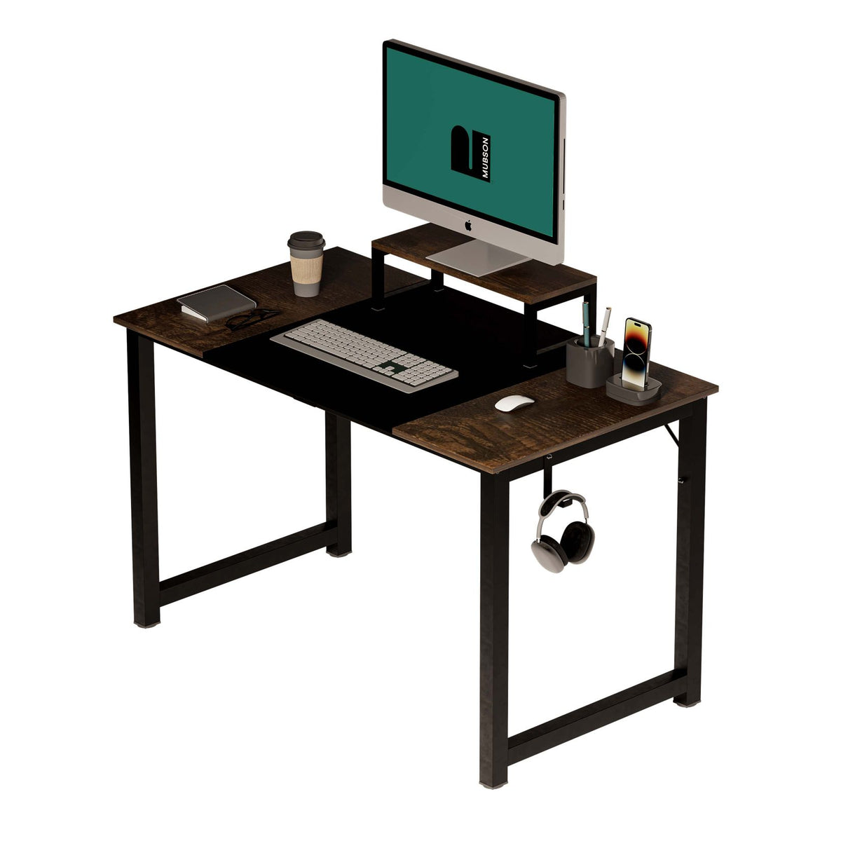 Escritorio para Computadora con Repisa Movible y Soporte para Headsets