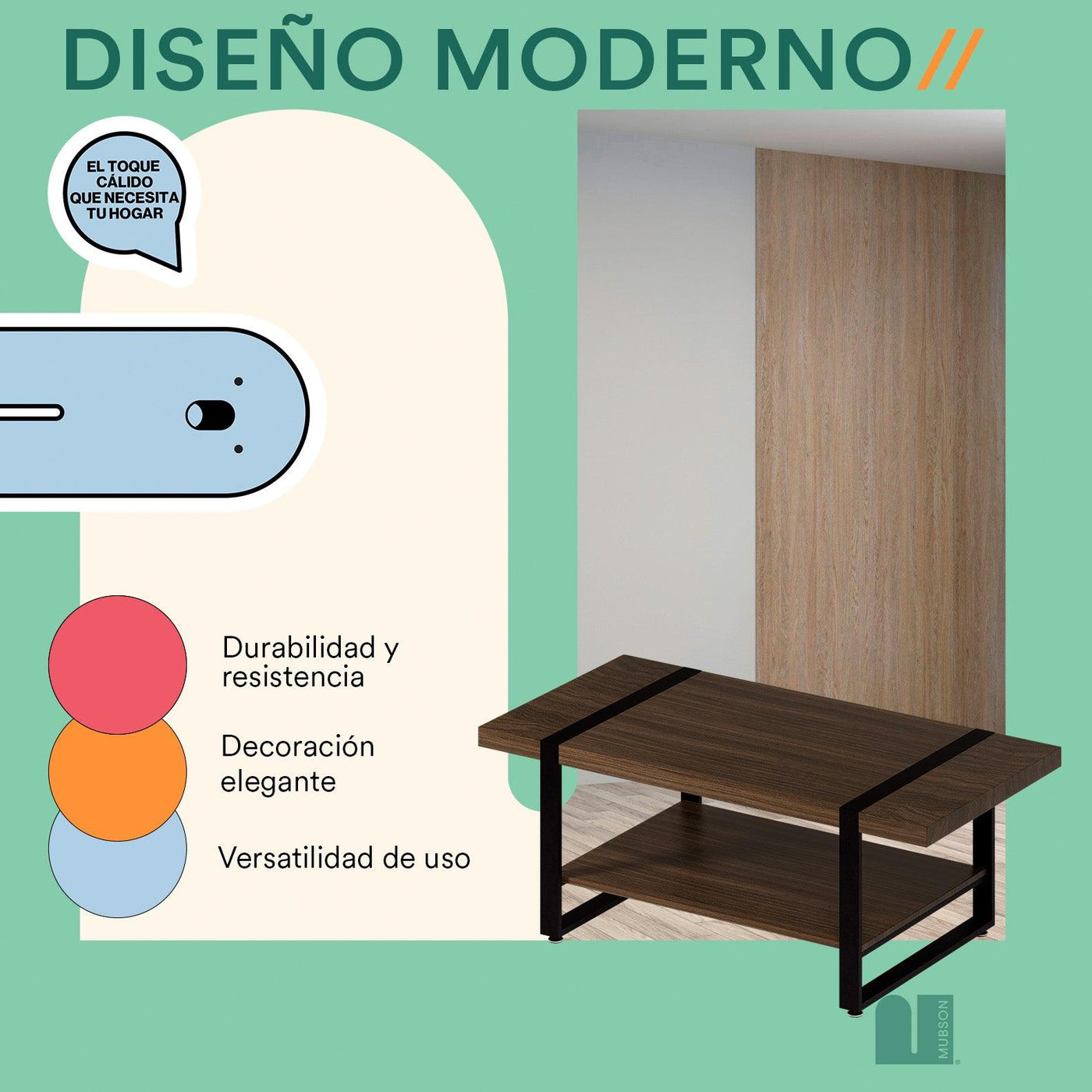 Mesa de Centro con Doble Repisa. Mesa de Centro para Sala Tessa