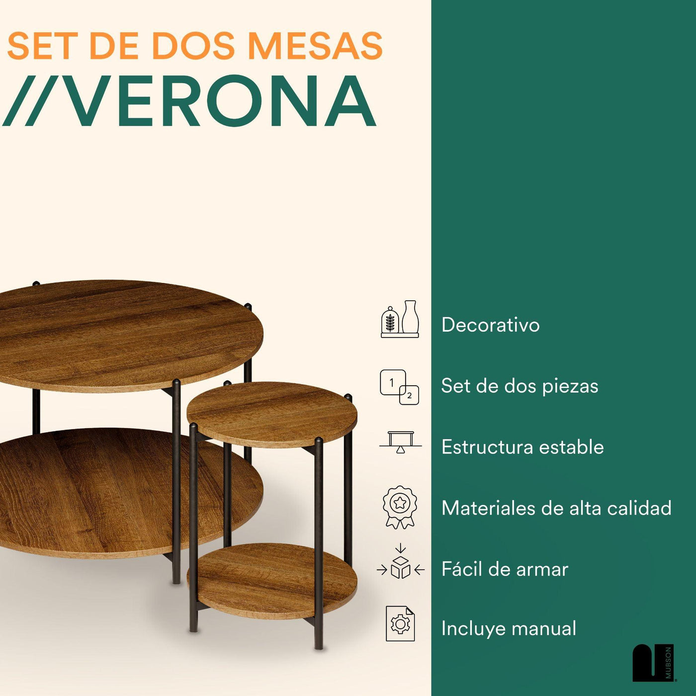 Set de Mesas de Centro Verona | Mesas de Madera Modernas